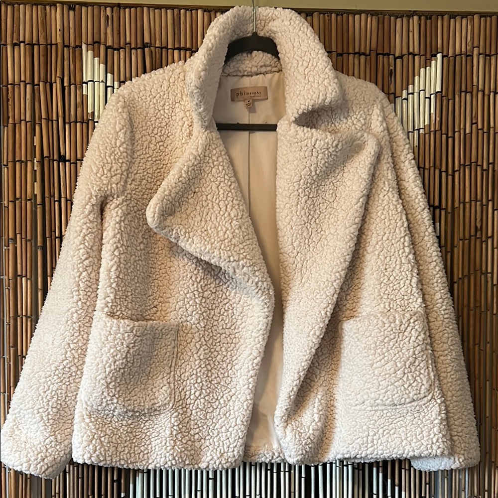 Philosophy Cream Teddy Jacket Plush Texture Oversized… - Gem